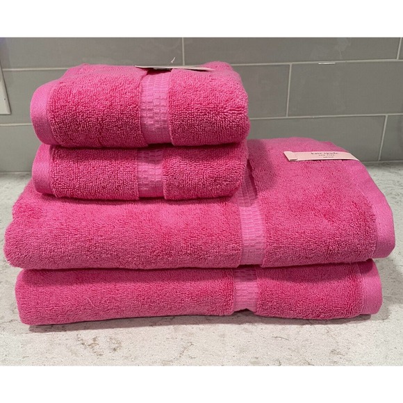 kate spade | Bath | Kate Spade Bright Hot Pink Cotton Bath Towels 4pc ...